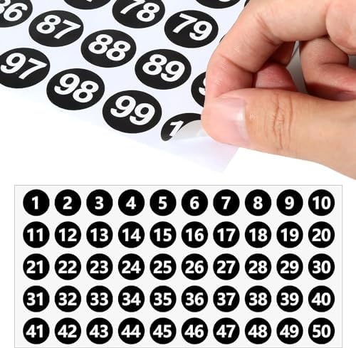 Amazon.com : 1 to 200 Self-Adhesive Waterproof Number Labels, 12 Sheets ...
