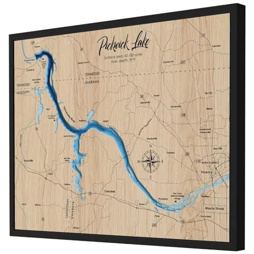 Amazon.com: Moc Tho Custom 3D Wood Pickwick Lake Map - Blue - 9 Layers ...