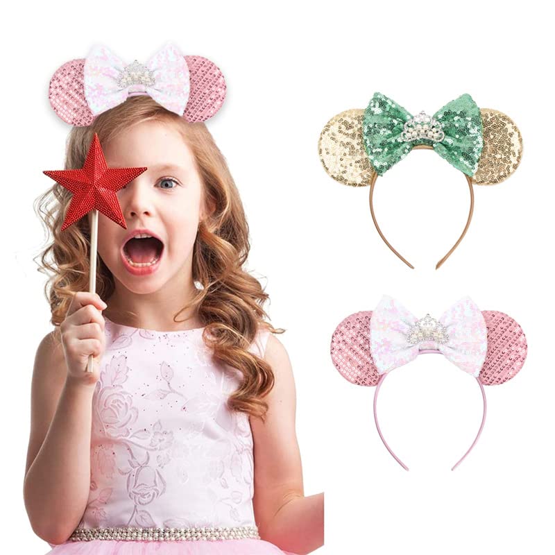 Snapklik.com : Foeran Mouse Ears Headbands Shiny Bows Mouse Ears ...
