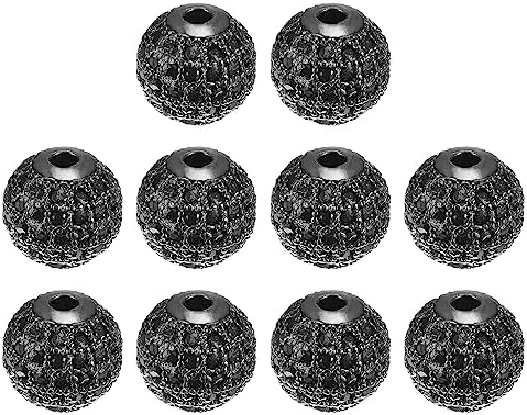 Amazon.com: uxcell Charm Rhinestone Beads, 10Pcs 10mm Zircon Pave ...