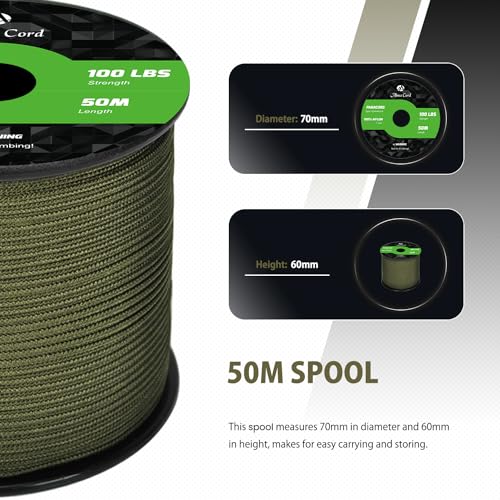 Abma Cord Paracord 2mm 50m 100% Nylon Rope 1 Strand Type I Parachute ...