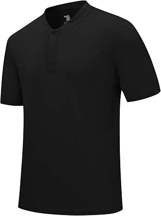 Amazon.com: Rdruko Men's Golf Shirts Collarless Henley Dry Fit Athletic ...