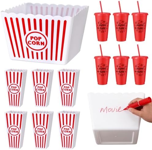 Amazon.com: Reallnaive 15 Pcs Movie Night Popcorn Organizer Set Family ...