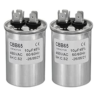 PATIKIL 10uF 10MDF 450VAC Fan Start Capacitor,2Pcs CBB65 Circular Run Capacitor for Air ...