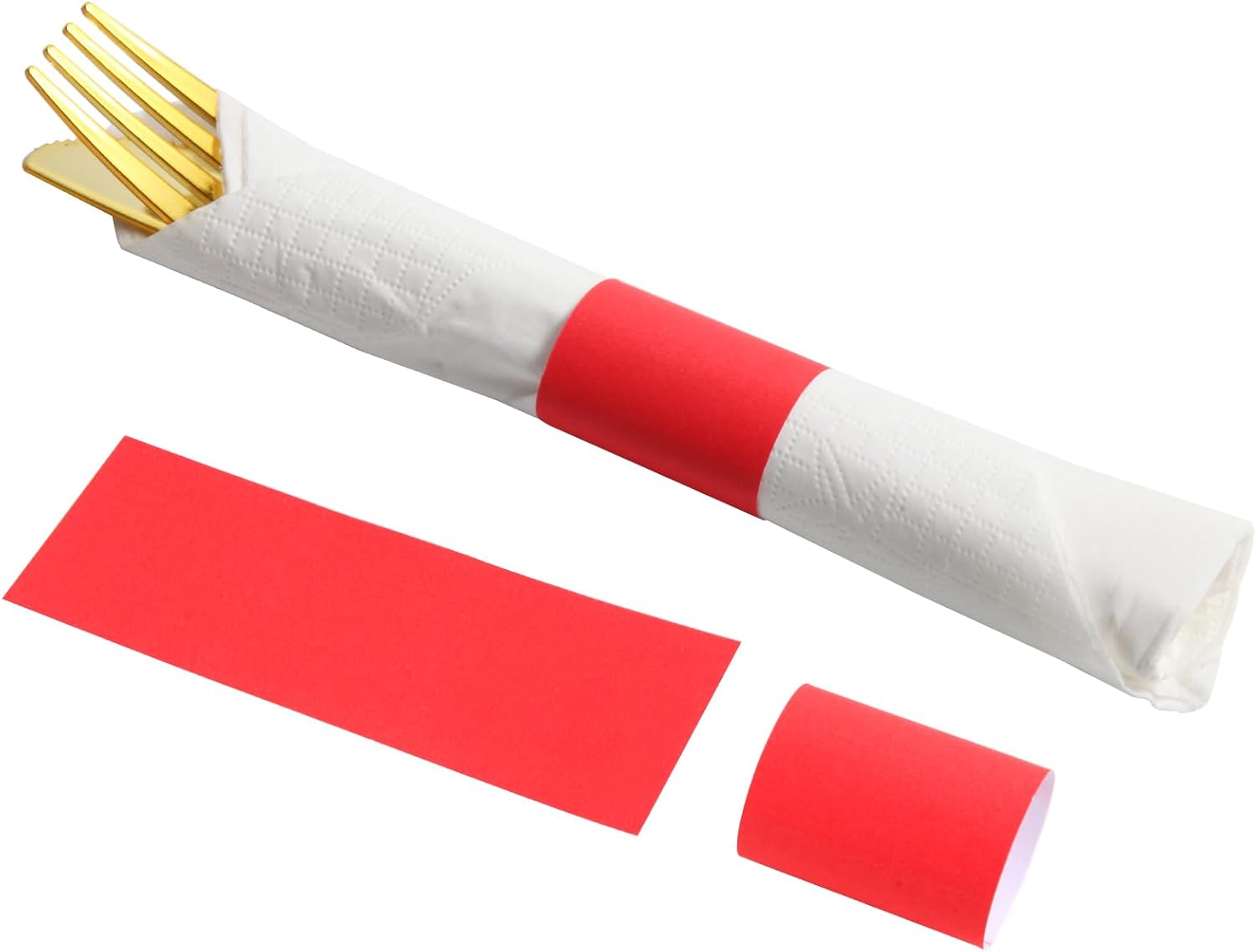 Amazon.com: XINGYUNDEL Red Napkin Bands, Paper Napkin Rings Self ...