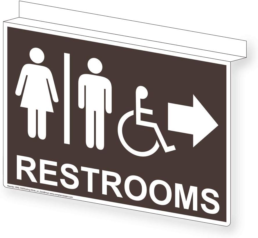 Amazon.com : ComplianceSigns.com Restrooms Ceiling Sign, Projection ...