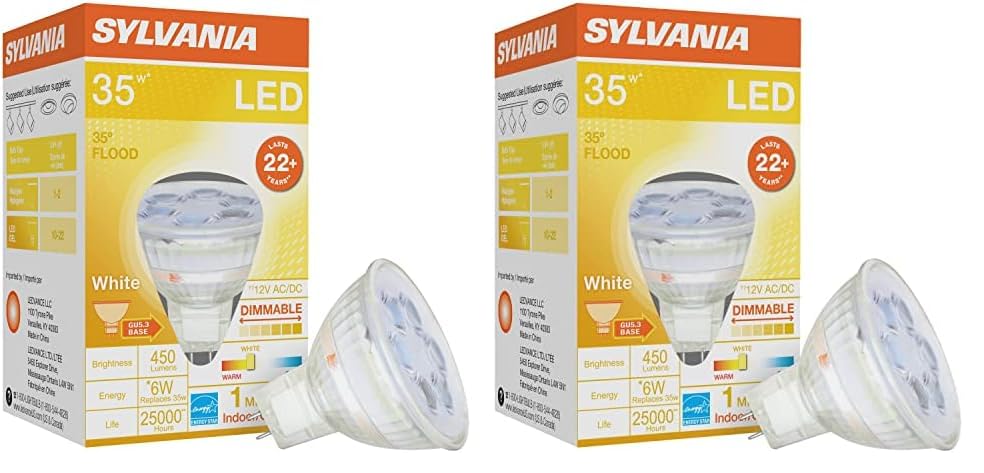 Sylvania MR16 Ultra LED Light Bulb, 35° Flood, 6W, 35W Equivalent, 22 ...