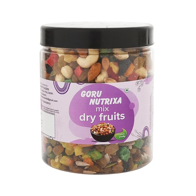 GORU NUTRIXA Premium Trail Mix 500GM | Healthy Mixed Nuts with Dry Fruits Panchmeva | Apricot ...