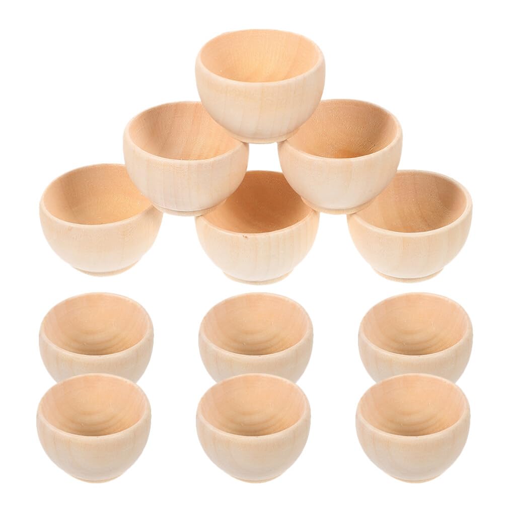HEMOTON 12 Pack Wooden Craft Bowls Unfinished Wooden Pinch Bowls ...