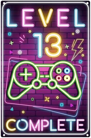 Amazon.de: Retro Blechschild 13. Geburtstag Junge, Level 13 Complete ...