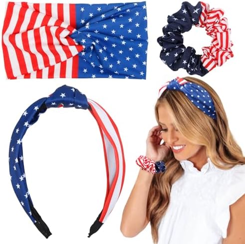 Amazon.com : American Flag Headbands for Women Knotted 4th of July ...