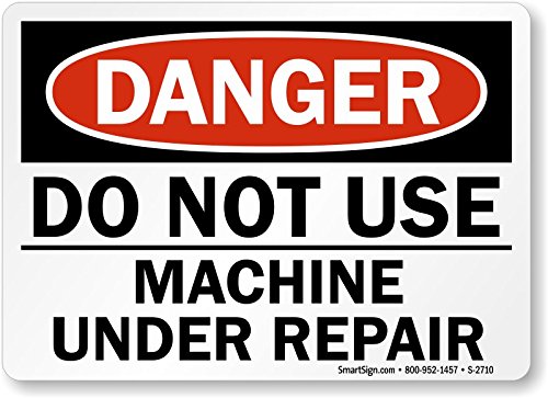 Danger: Do Not Use Machine Under Repair, Laminated Vinyl Labels, 5" x 3 ...