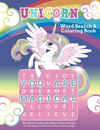 Unicorn Word Search & Coloring Book: Word Search Puzzles with Hidden ...