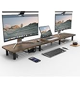 Amazon.com: WEGASTU 43.7" Extra Long Dual Monitor Stand Riser, Wood ...