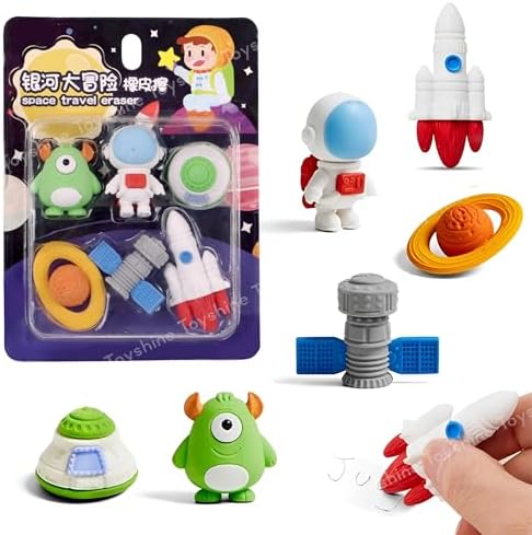 Toyshine 6 Pack Space Theme Erasers Mini Rocket| Astronaut | Alien ...