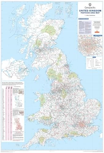 Amazon.co.jp: UK Postcode Wall Map - Laminated Large Wall Map - 120cm X ...