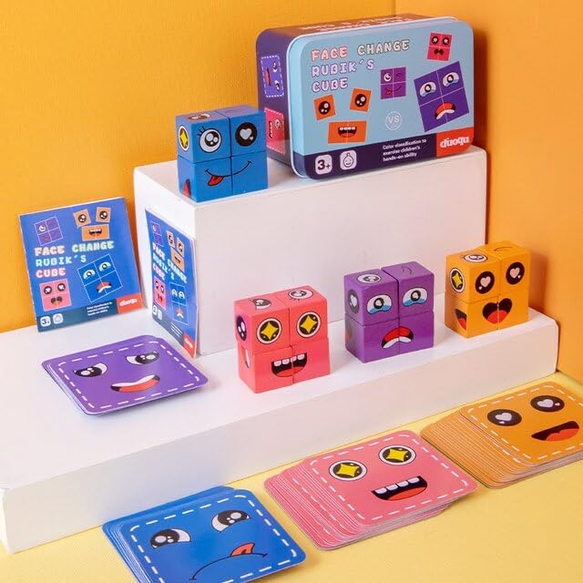 TOY LINK Wooden Face-Changing Educational Magic Cube Building Blocks ...