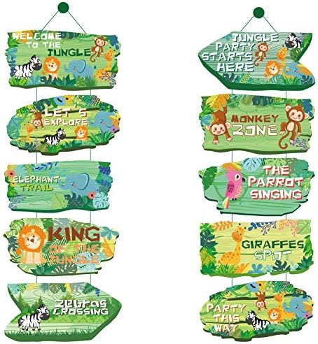 Amazon.com: Safari Jungle Animal Party Decorations Wild Life Porch Sign ...