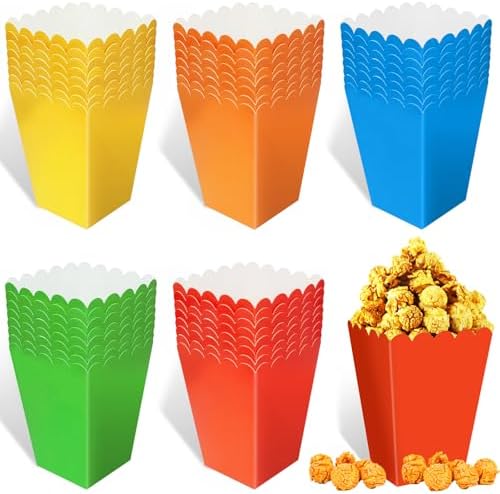 kuou 15 Pcs Popcorn Boxes, Popcorn Bags Reusable Popcorn Bucket Popcorn ...