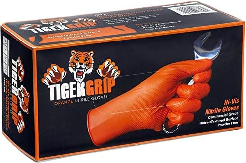 Eppco 8847 Tiger Grip Orange Nitrile Gloves - XXXL (3XL) - Textured ...