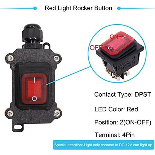 Snapklik.com : Hmknana IP67 Waterproof Inline Cord Switch 12V DC 20A ...
