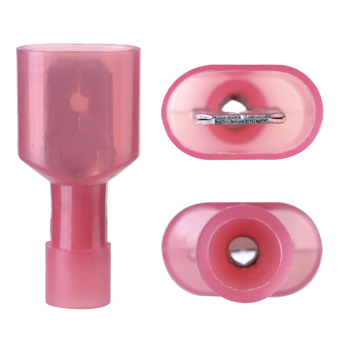 Snapklik.com : 100 Pcs Red Nylon Male Spade Connectors 22-16 AWG Quick ...