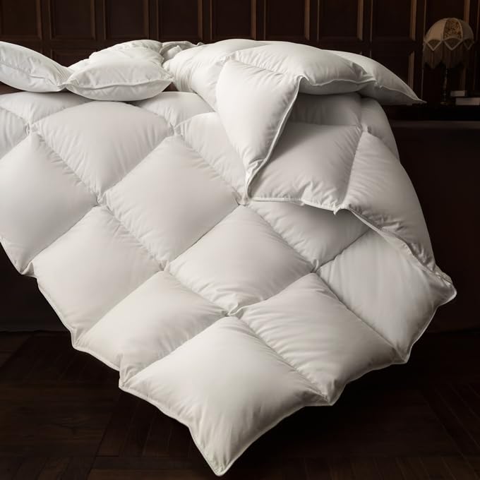SWITTE 100% Organic Cotton Goose Feather Down Duvet Queen Size, 850 ...
