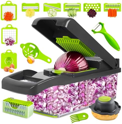 Amazon.com: KitchenVelly 16-in-1 Vegetable Chopper with 8 Blades ...