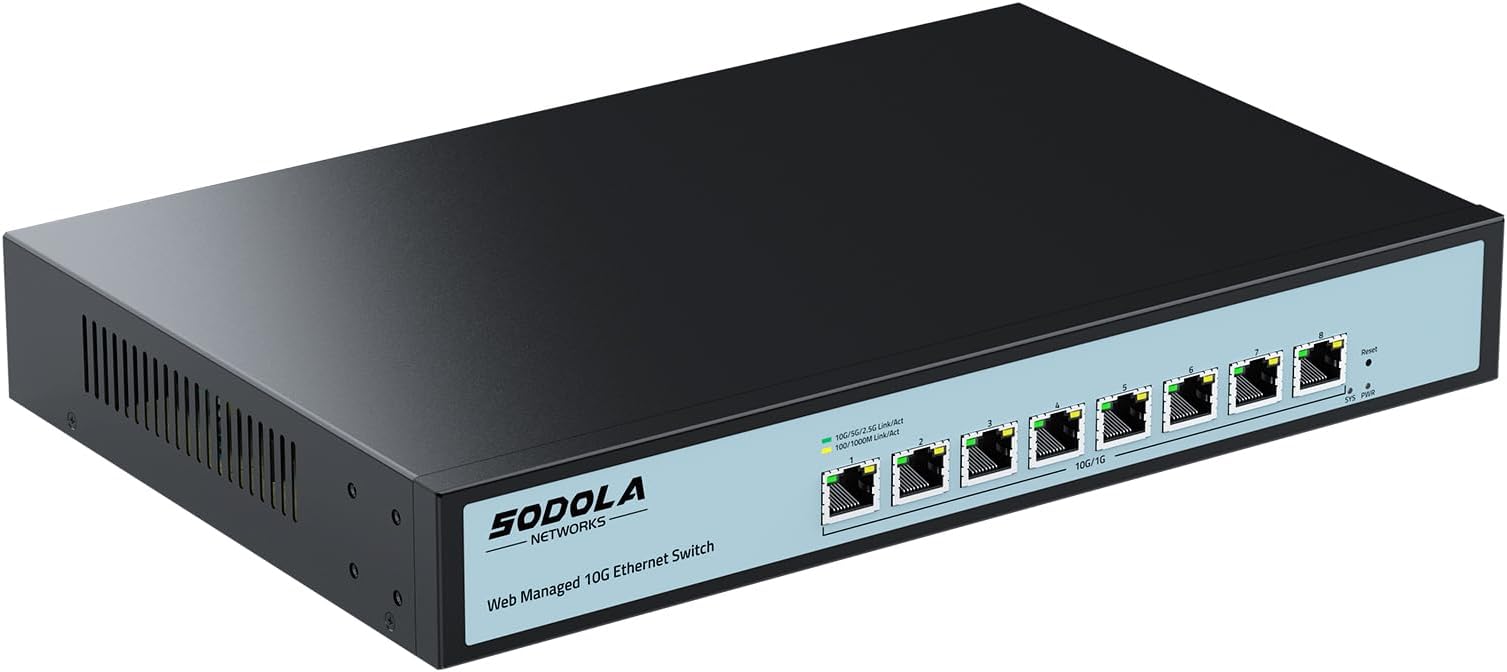 Amazon.com: SODOLA 8 Port 10Gb Easy Web Managed Switch, 8 x 10G RJ-45 ...
