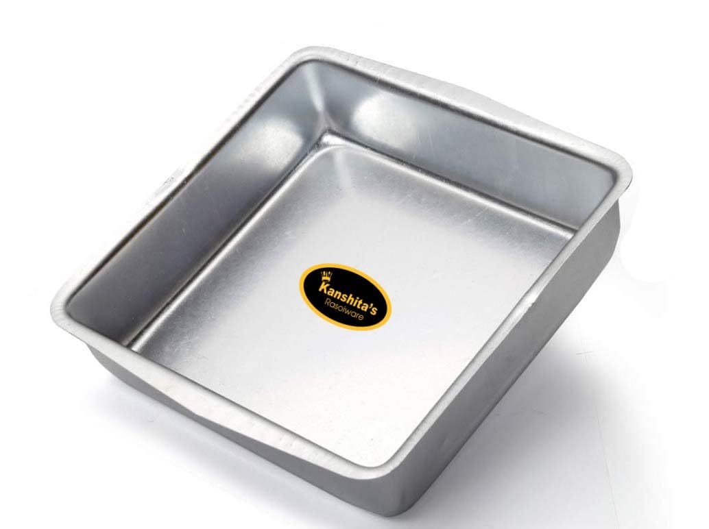 Kanshita's Rasoiware Aluminium Square Shape Cake Mould/Tin, Microwave ...