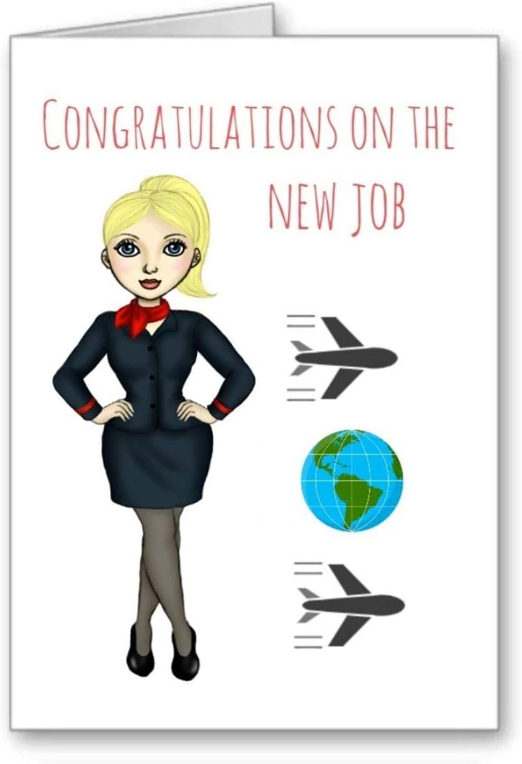 Air Hostess Steward Cabin Crew Card Congratulations On Your New Job ...