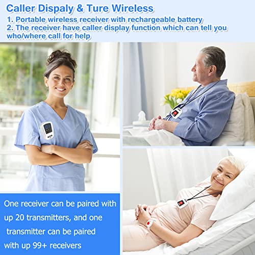 DAYTECH Rechargeable Caregiver Pager, Smart Call Bell Button for ...