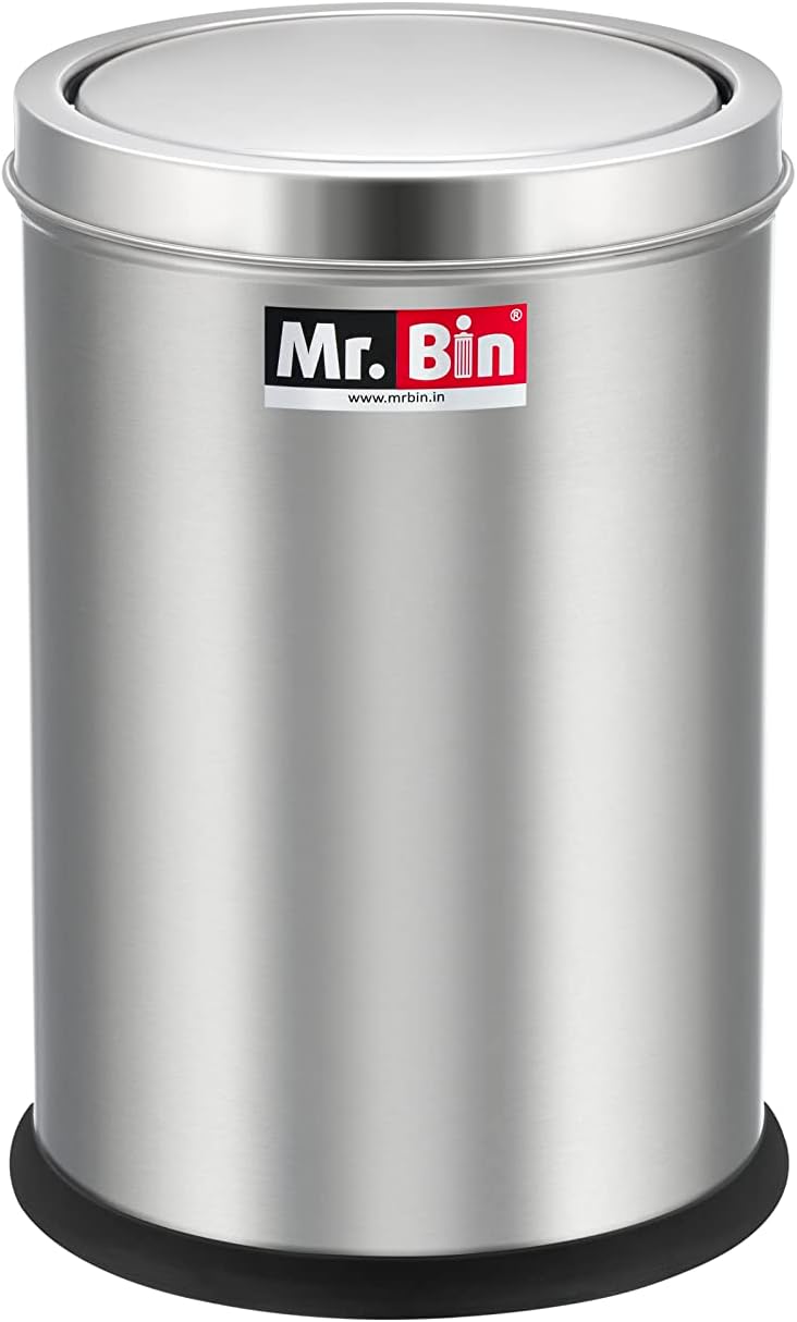 Mr. Bin Stainless Steel Dustbin | Swing Stainless Steel bin | 8" x 12 ...