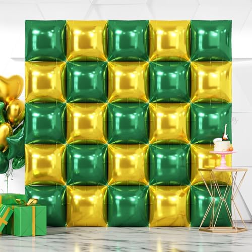 Amazon.com: NISOCY 25PCS Christmas Balloons Green Gold Square Foil ...