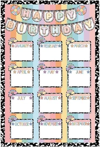 Amazon.com: Humyoun Boho Birthday Chart Composition Notebook Classroom ...