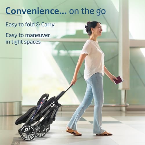 LuvLap Alpha Baby Stroller /Pram, One Fold, Travel Friendly, 5 Point ...