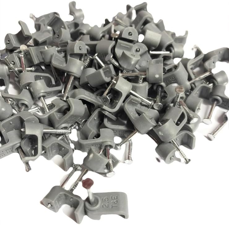 Merriway BH04896 (50 Pcs) Flat Cable Clip for Twin & Earth, Grey 1.5mm ...
