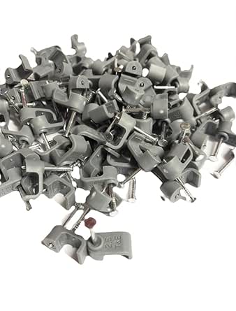 2.5mm Twin & Earth (10x5) Grey Cable Clips 100 Pack Nail Clips, Cable ...
