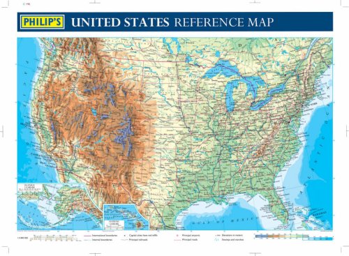Philip's Reference Map: United States: Physical : Amazon.fr: Livres