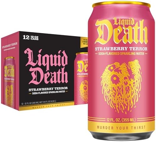 Amazon.com: Liquid Death Soda-Flavored Sparkling Water - Strawberry ...