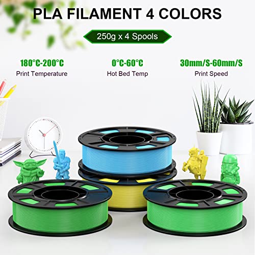 Snapklik.com : 3D Printer Filament Bundle 250g X 4 Spools, PLA Filament ...