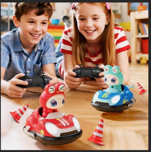 4DRC Y7 2 Pieces Blue/RED Remote Control Bumper Cars for Kids 6-12 ...