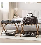 Amazon.com: Smart FENDEE Fully Assembled Walnut Luggage Racks Set of 2 ...