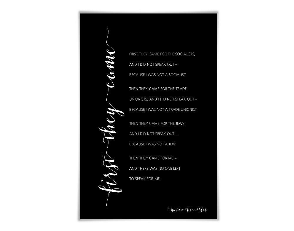Amazon.com: First They Came, Then They Came For Me Art Print. 60 ...