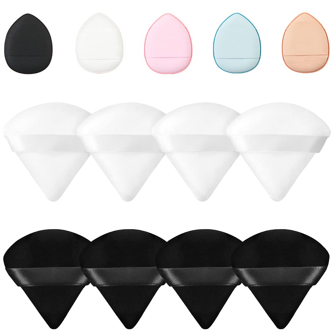 Amazon.com: 8 facial soft triangle puffs, 5 makeup mini puffs, wet and ...