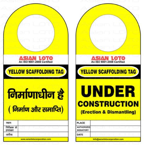 Asian LOTO Scafftag Scaffolding Standard Inspection Lockout Yellow Tag ...