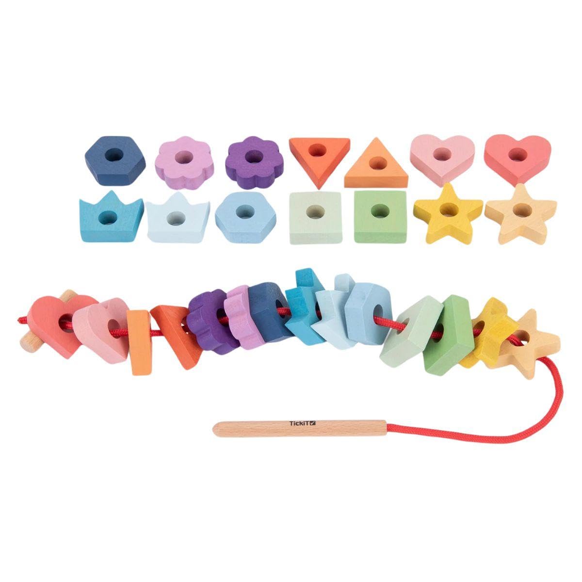 TickiT 73564 Rainbow Wooden Lacing Shapes - Threading toy - Early years ...