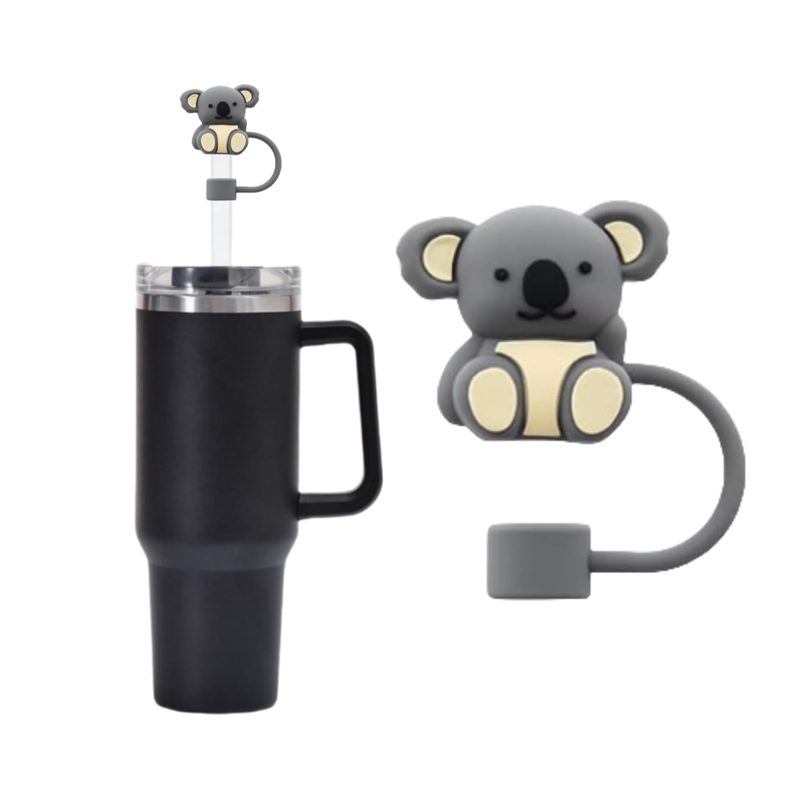 Amazon.com: 1Pc 10mm Cute Koala Bear Straw Covers Cap 0.4in Cute Animal ...