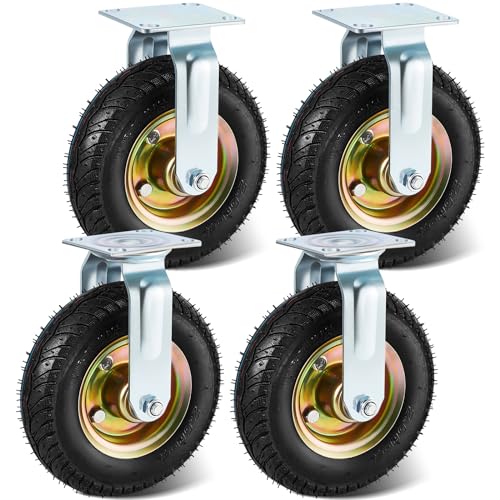 Snapklik.com : 8 Pcs 8 Pneumatic Caster Wheel Set 4 Swivel And 4 Rigid ...