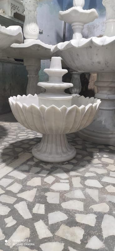 KGN Marble Elegant 3-Tier White Marble Water Fountain – Luxurious ...